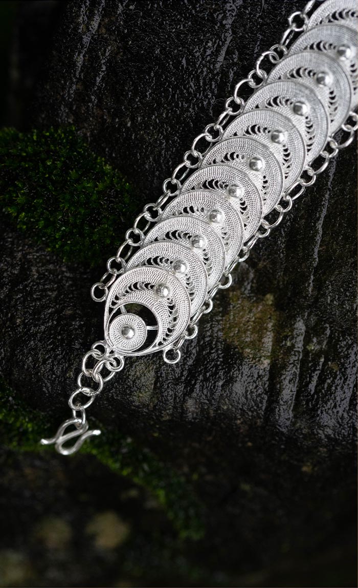 Handmade Silver Filigree wrapped Bracelet - Vaggu Jewelry
